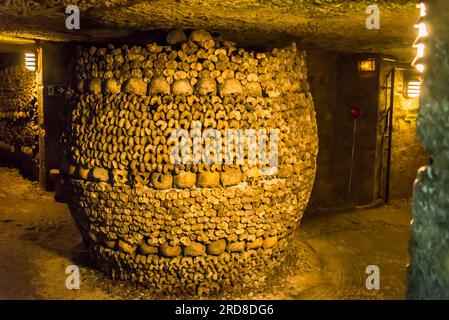 The Catacombs of Paris underground ossuaries, which hold the remains of ...