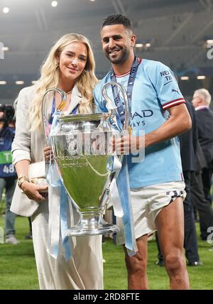 Riyad Mahrez of Manchester City and Taylor Ward celebrate with the ...