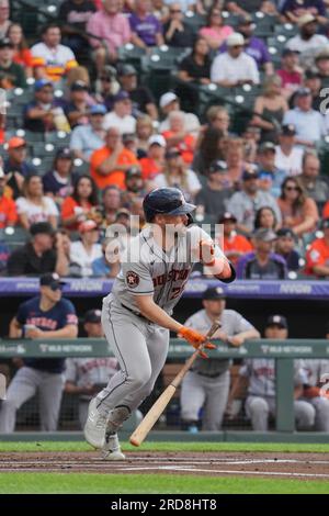 Houston Astros' Chas McCormick is hit by a pitch during the eighth ...