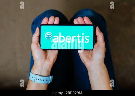 In this photo illustration, the Abertis Infraestructuras logo is seen ...