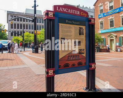 Penn Square historic marker in Lancaster, Pennsyvania, June 5, 2023 ...