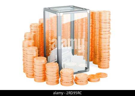 Ballot box with growing chart. 3D rendering isolated on white ...