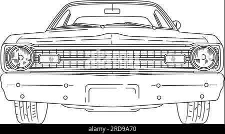 Frontal view of a vintage american car, late 1950s, silhouette vector ...