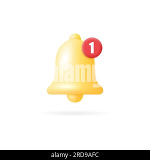 3d icon of bell, alarm or missed notification. vector illustration in ...