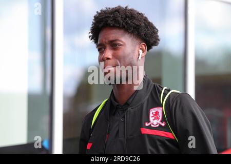 Bryant Bilongo #30 of Middlesbrough arrives at Valley Parade Stadium ...