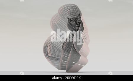 3D architectural illustrated representation of a woman's face ...