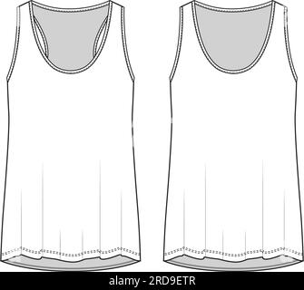 Vector summer tank top fashion CAD, sleeveless woman slim fit top with ...