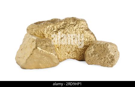 Three shiny gold nuggets on white background Stock Photo - Alamy