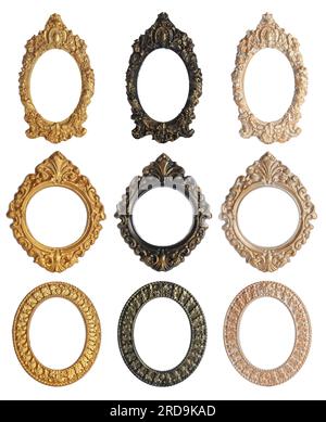 Set of different vintage frames on white background Stock Photo - Alamy