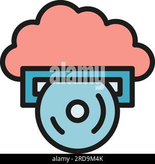 DVD disk outline flat color icons in round outlines. 6 bonus icons ...