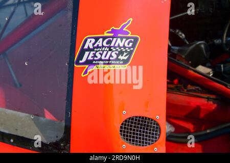 LOUDON, NH - JULY 17: A detail view of a Racing with Jesus Ministries ...