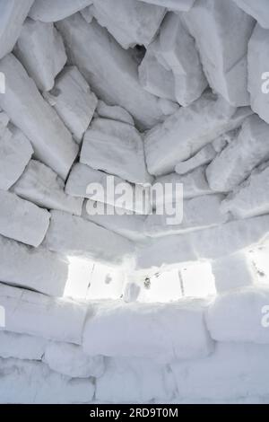 wall of the house made of ice bricks. housing of the arctic peoples ...