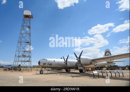 A replica of “Gadget”, the first atomic device tested, is hung from a ...