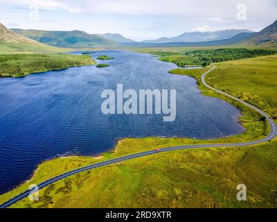 A panoramic shot of the landscape at Connemara National Park in Ireland ...