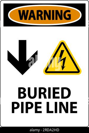 Warning Sign Buried Pipe Line On White Background Stock Vector Image ...