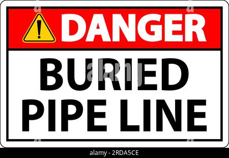 Danger Sign Buried Pipe Line On White Background Stock Vector Image ...