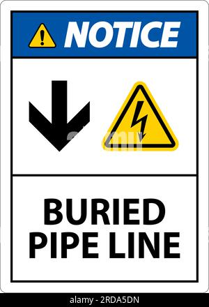 Notice Sign Buried Pipe Line On White Background Stock Vector Image ...