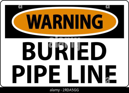 Warning Sign Buried Pipe Line On White Background Stock Vector Image ...