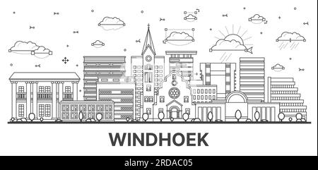 Outline Windhoek Namibia City Skyline with Colored Modern and Historic ...