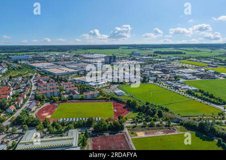 The beautiful town Mindelheim in the Lower Allgaeu with its striking ...