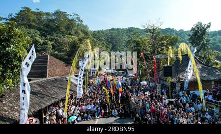 Aerial view of Cigugur Village, the servants in the traditional ...