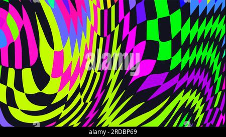 Distorted twisted checkered background. Trippy strip psychedelic ...