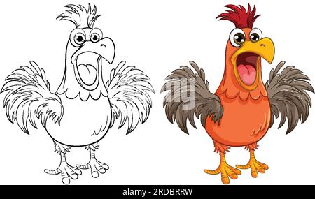 Cartoon illustration of a chicken freaking out, isolated on white ...