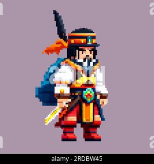 Japanese samurai warrior pixel art character for 8 bit game scenery ...