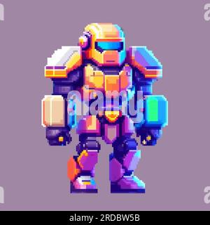 Robot monster pixel art character for 8 bit game scenery arcade video ...