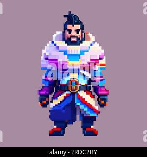 Japanese samurai warrior pixel art character for 8 bit game scenery ...