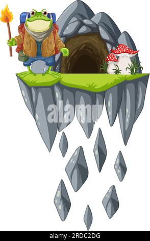 Frog Backpack Traveler Cartoon Character illustration Stock Vector ...