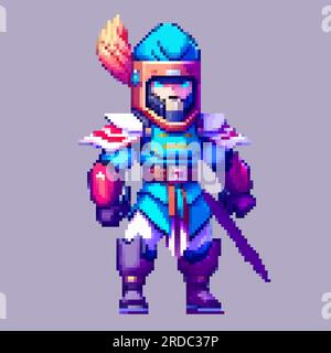 Knight warrior pixel art character for 8 bit game scenery arcade video ...