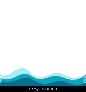 Corner frame water design elements isolate. Waves frame vector Stock ...