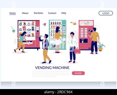 Vending machine vector website landing page design template Stock ...
