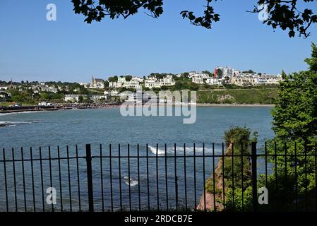 View of Torquay seafront at high tide from Corbyn Head Stock Photo - Alamy