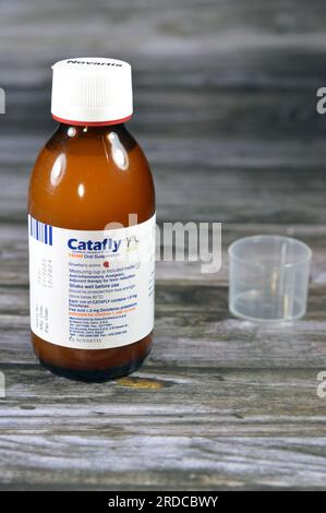 Cairo, Egypt, July 9 2023: Catafly suspension Diclofenac potassium for ...