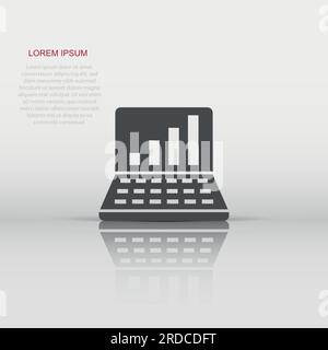 Laptop chart icon in flat style. SEO data vector illustration on white ...