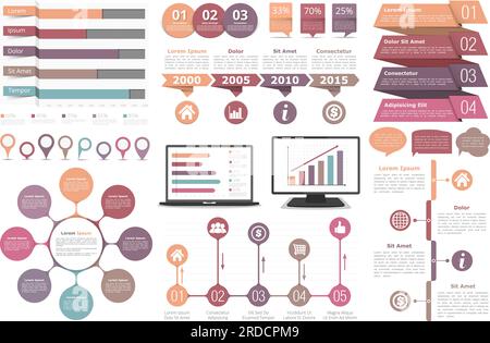 Timeline infographics with line speech bubbles, vector eps10 ...