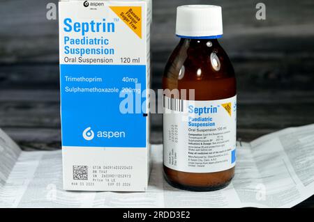 Cairo, Egypt, July 10 2023: Septrin 40mg 200mg per 5ml Paediatric ...
