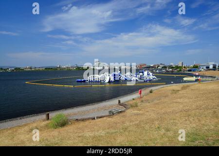 Aqua Park Cardiff, summertime water activity, Cardiff Bay, Cardiff ...