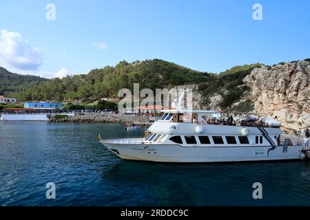 The Fedon passenger ferry, Skala Kamirou, (Kamiro Skala) ferry port ...