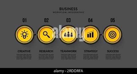 Dark Vector Infographic timeline report template with icons Stock ...