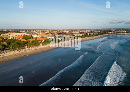 Aerial view of kuta beach at Badung Regency, southern Bali, Indonesia ...