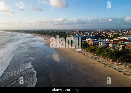 Aerial view of kuta beach at Badung Regency, southern Bali, Indonesia ...