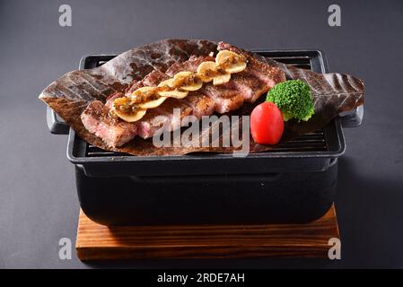 sizzle Grilled Beef Short Ribs teppanyaki, Japanese food Stock Photo ...
