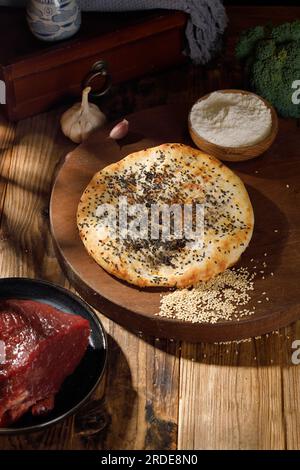 chinese traditional Sesame Cake with Minced beef Stock Photo - Alamy