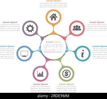 Circle flow chart with seven elements, infographic template, vector ...