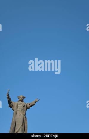 View of the huge bronze statue of Baidibek Bi, in tribute to the great ...