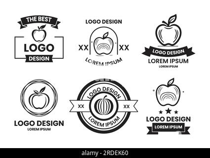 apple logo in flat line art style isolated on background Stock Vector ...