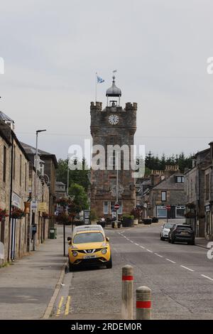 Dufftown street scene with Dufftown Clock Tower / Town House Moray ...